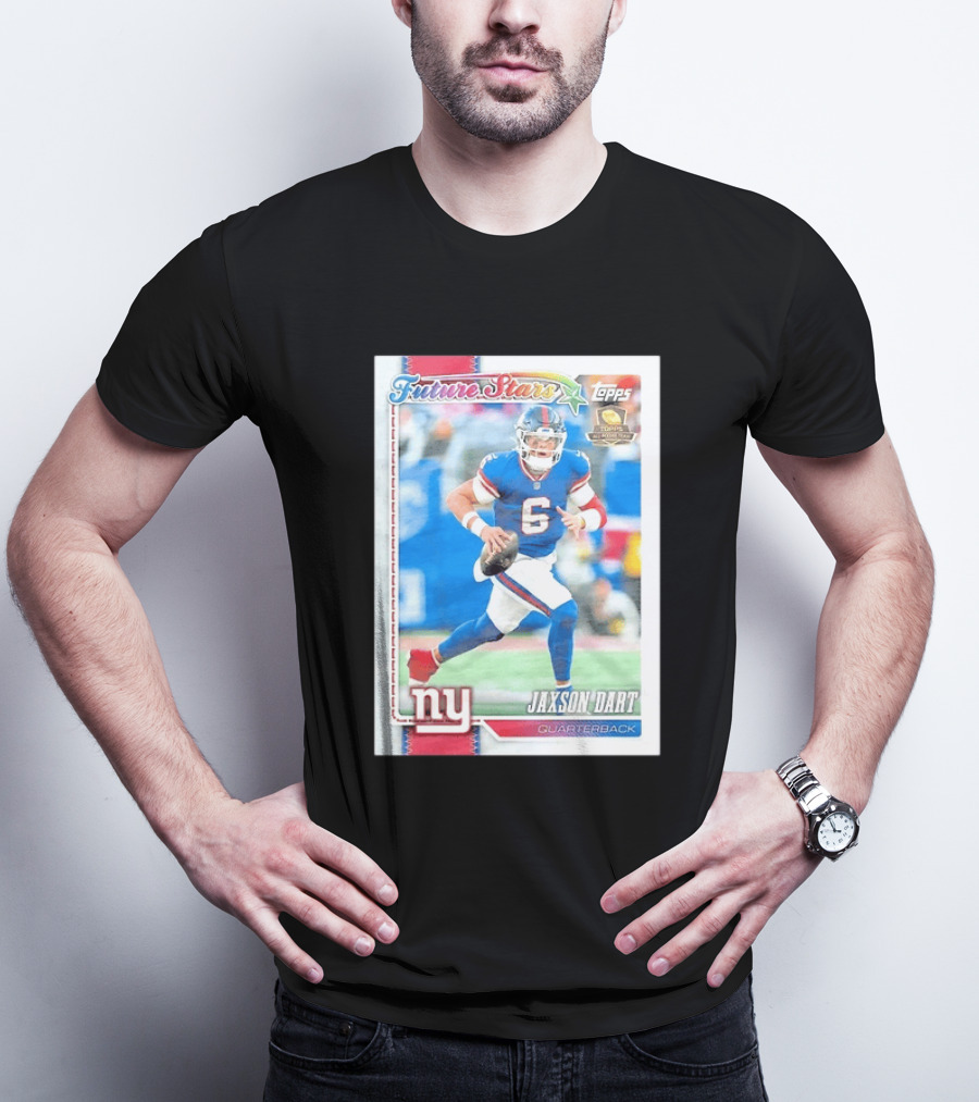 Future Stars Jaxson Dart New York Giants Quarterback Topps Card T-Shirt