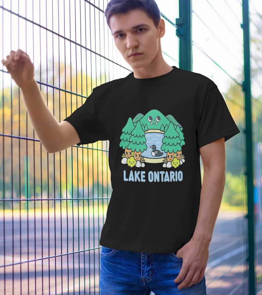Lake Ontario Cute Forest Creature And Goose Scene T-Shirt