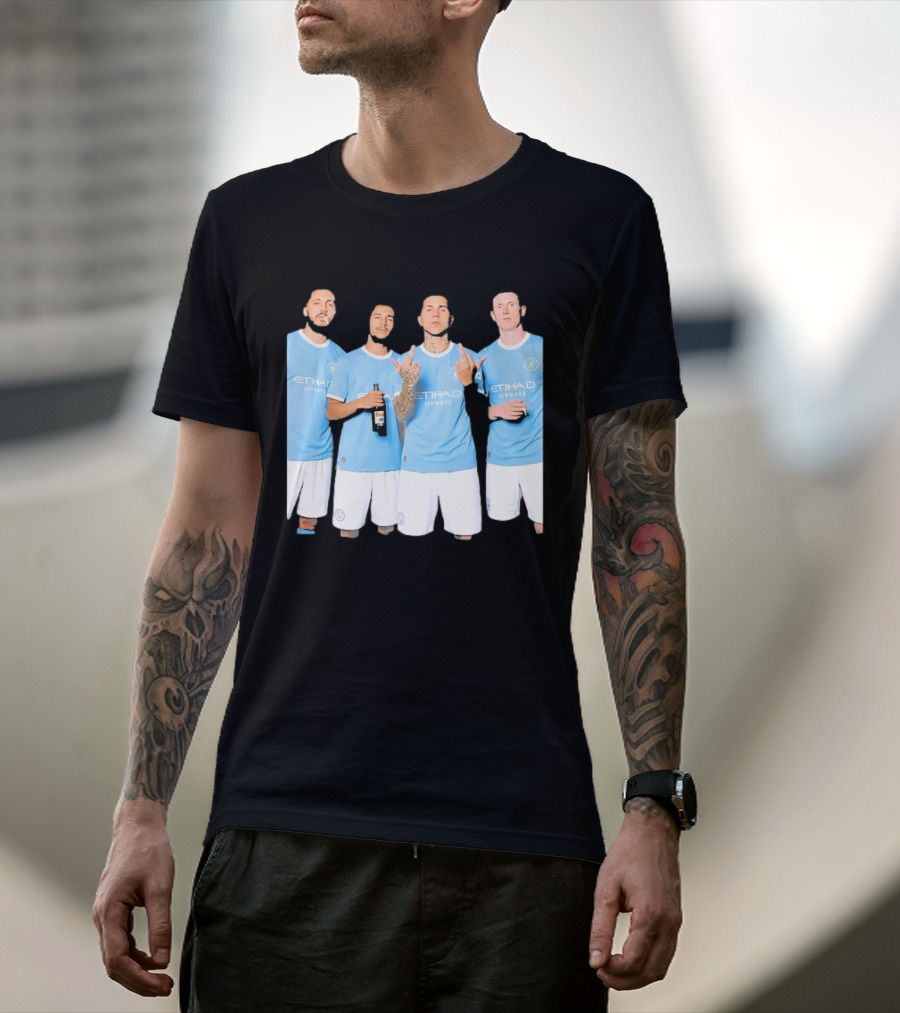 Manchester City Etihad Airways Kit Players Bottle Pose T-Shirt