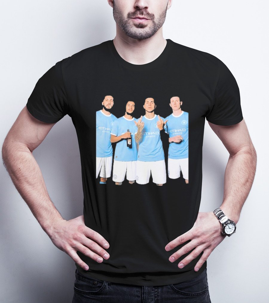 Manchester City Etihad Airways Kit Players Bottle Pose T-Shirt