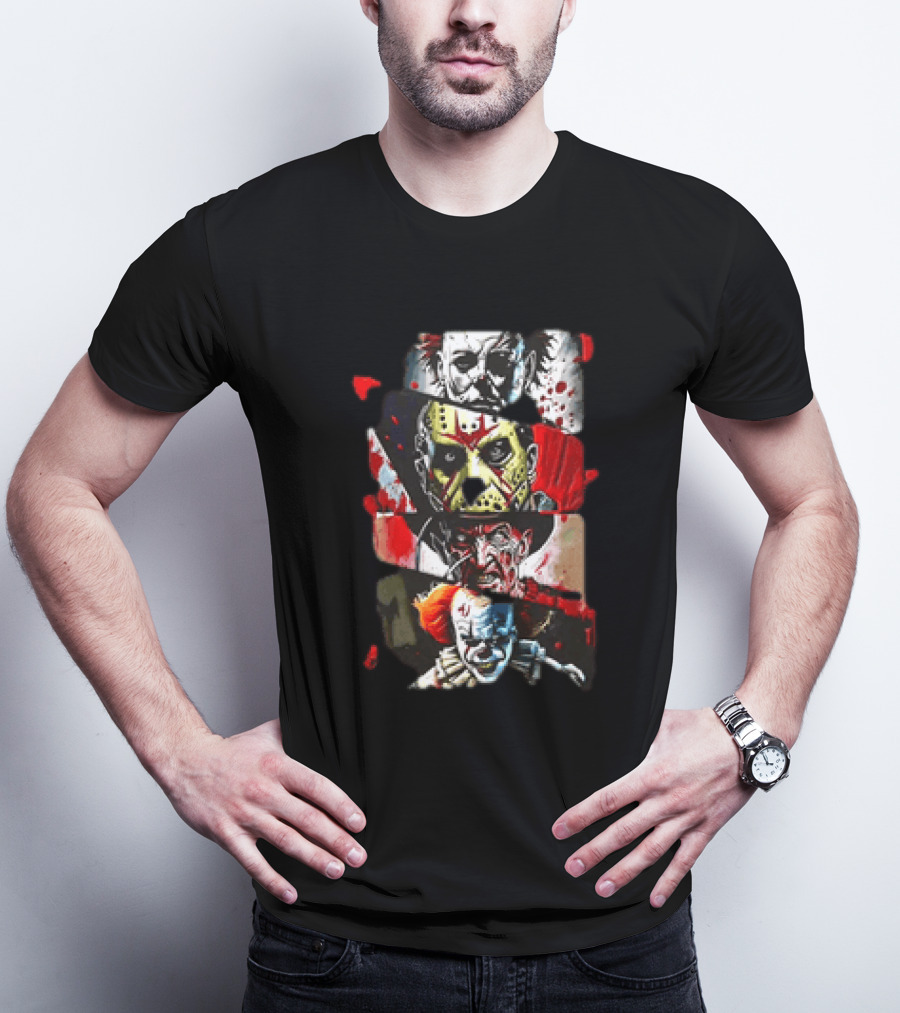 Michael Myers Jason Voorhees Freddy Krueger Pennywise Horror Movie Characters T-Shirt
