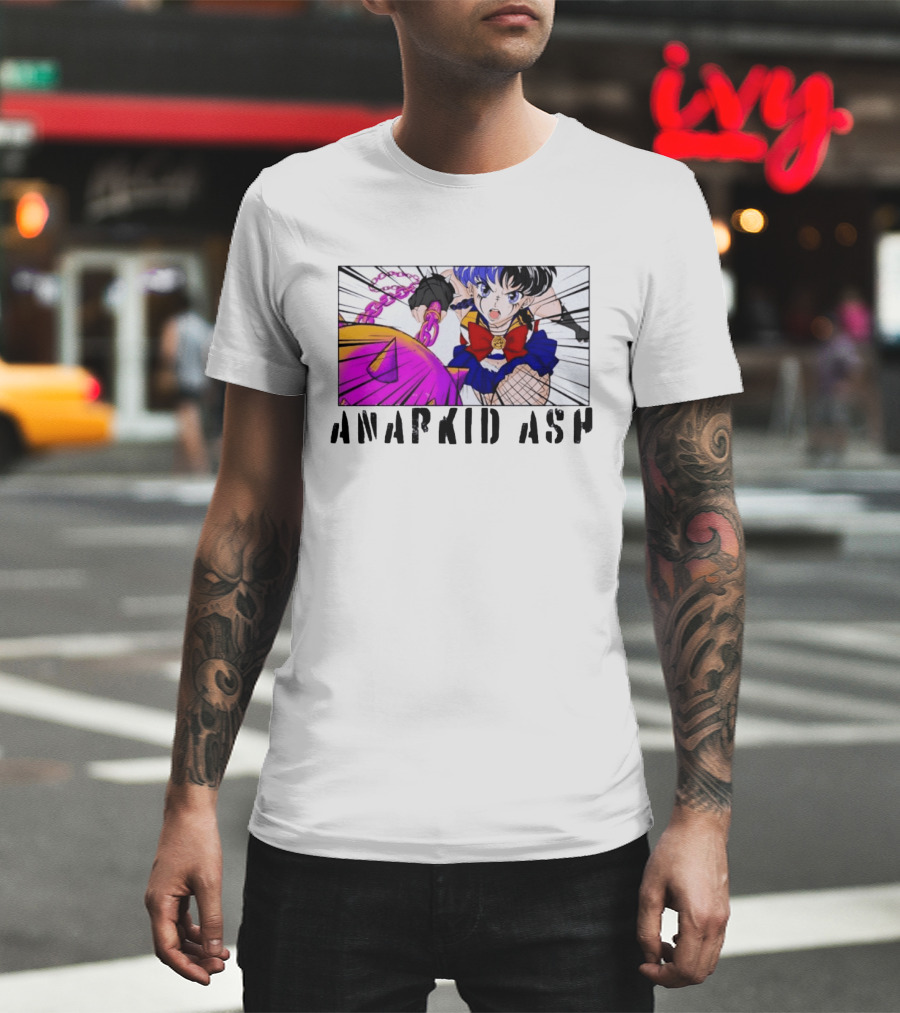 Anarkid Ash Sailor Moon Anime Punk Fighter In Action T-Shirt