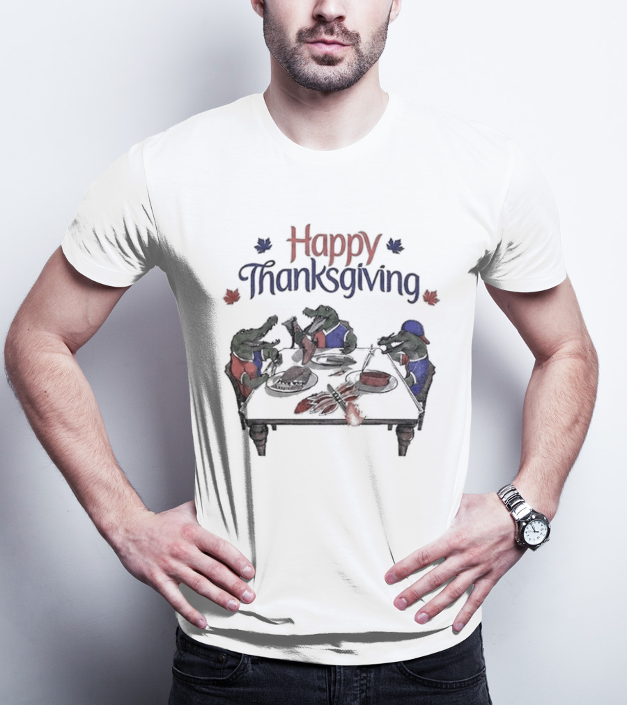 Happy Thanksgiving Gator Family Dinner Football Fans T-Shirt