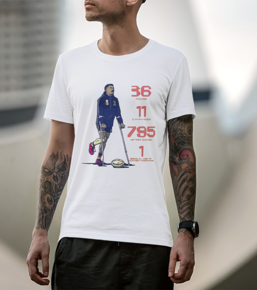 Izak Rankine 36 Tackles Crutches Adelaide Crows AFL Stats 795 Meters Gained T-Shirt