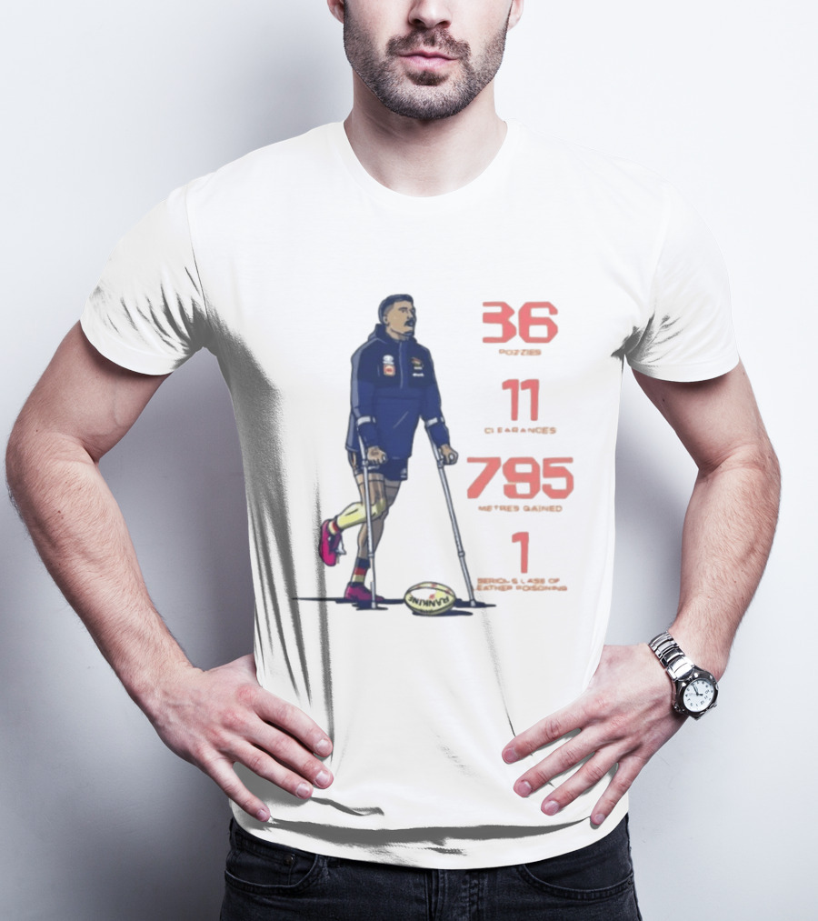Izak Rankine 36 Tackles Crutches Adelaide Crows AFL Stats 795 Meters Gained T-Shirt