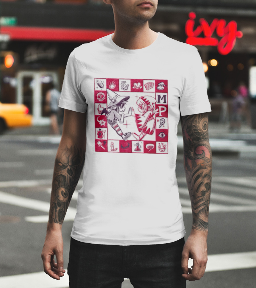 MP Witch And Angel Character Duo Board Game Square T-Shirt