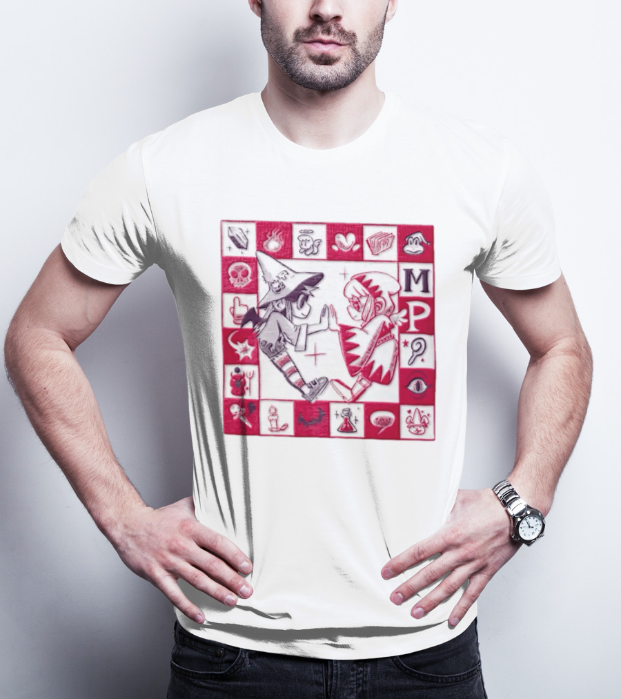 MP Witch And Angel Character Duo Board Game Square T-Shirt