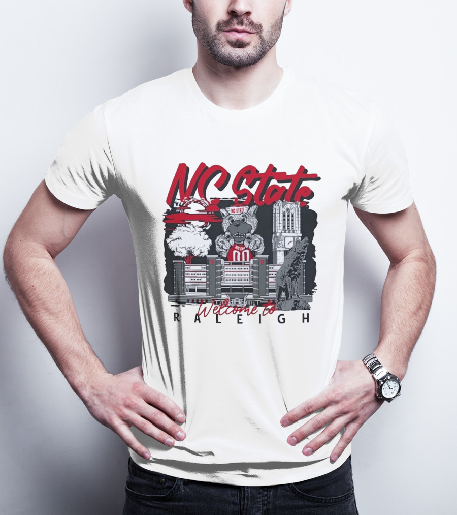 NC State Wolfpack Welcome To Raleigh Rooftop Skyline Sports Fan Gear T-Shirt
