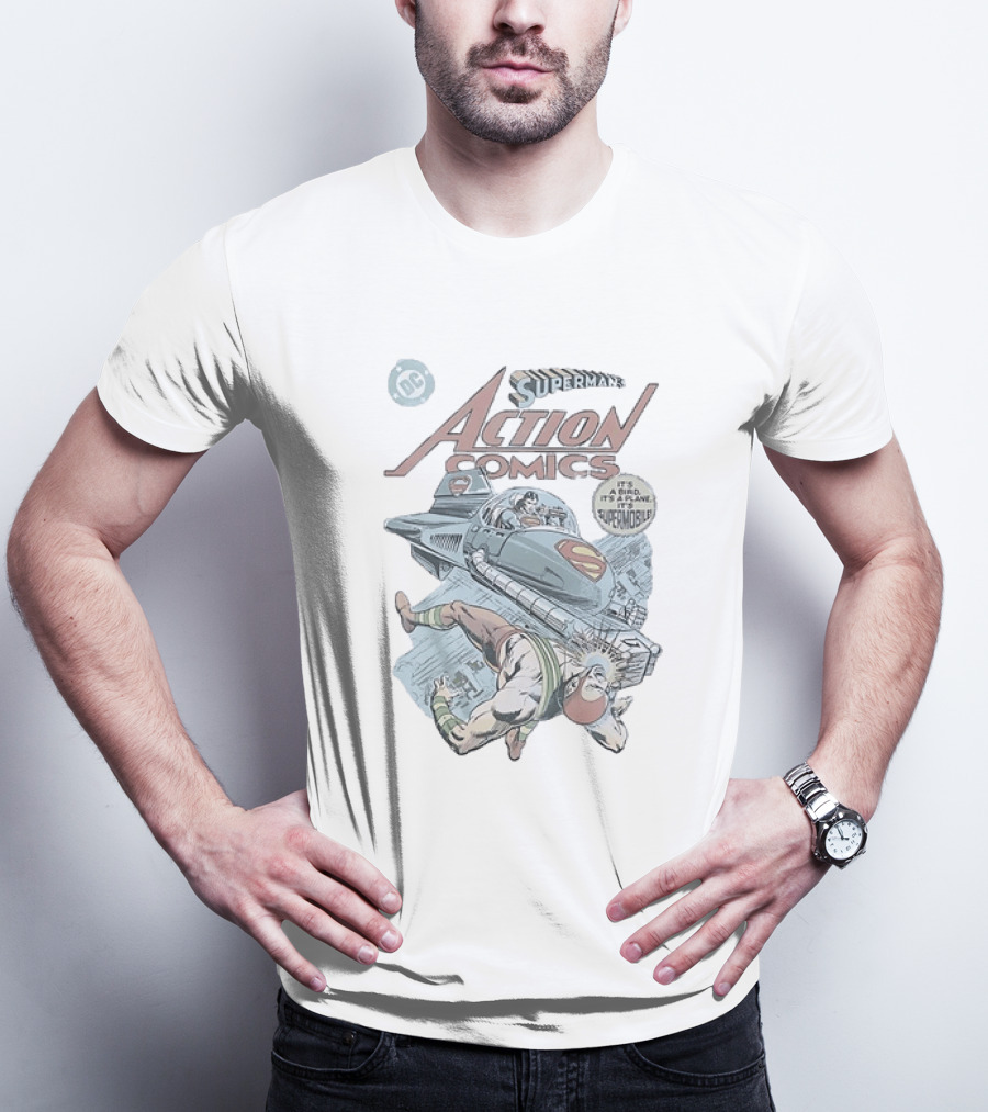 Superman's Action Comics No 461 It's A Bird It's A Plane It's The Supermobile DC T-Shirt
