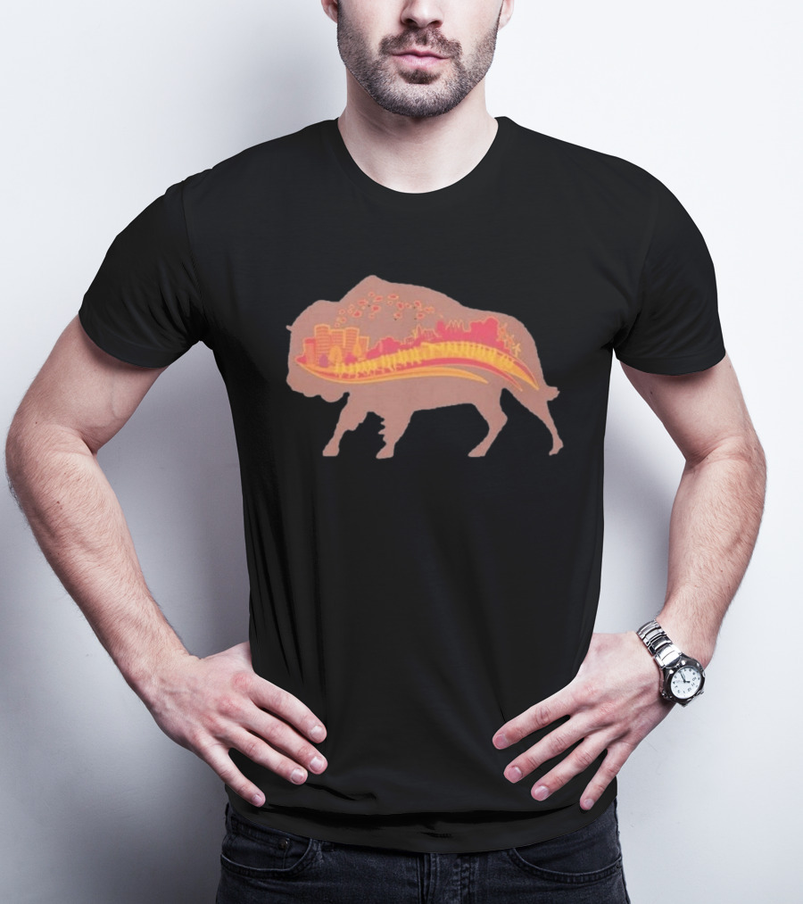 131st Annual YMCA Turkey Trot Thanksgiving Buffalo New York 2026 Runner Buffalo Silhouette Cityscape T-Shirt