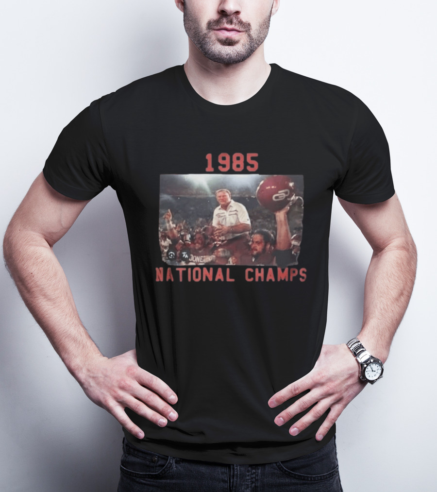1985 National Champs Barry Switzer Tony Casillas Celebration T-Shirt