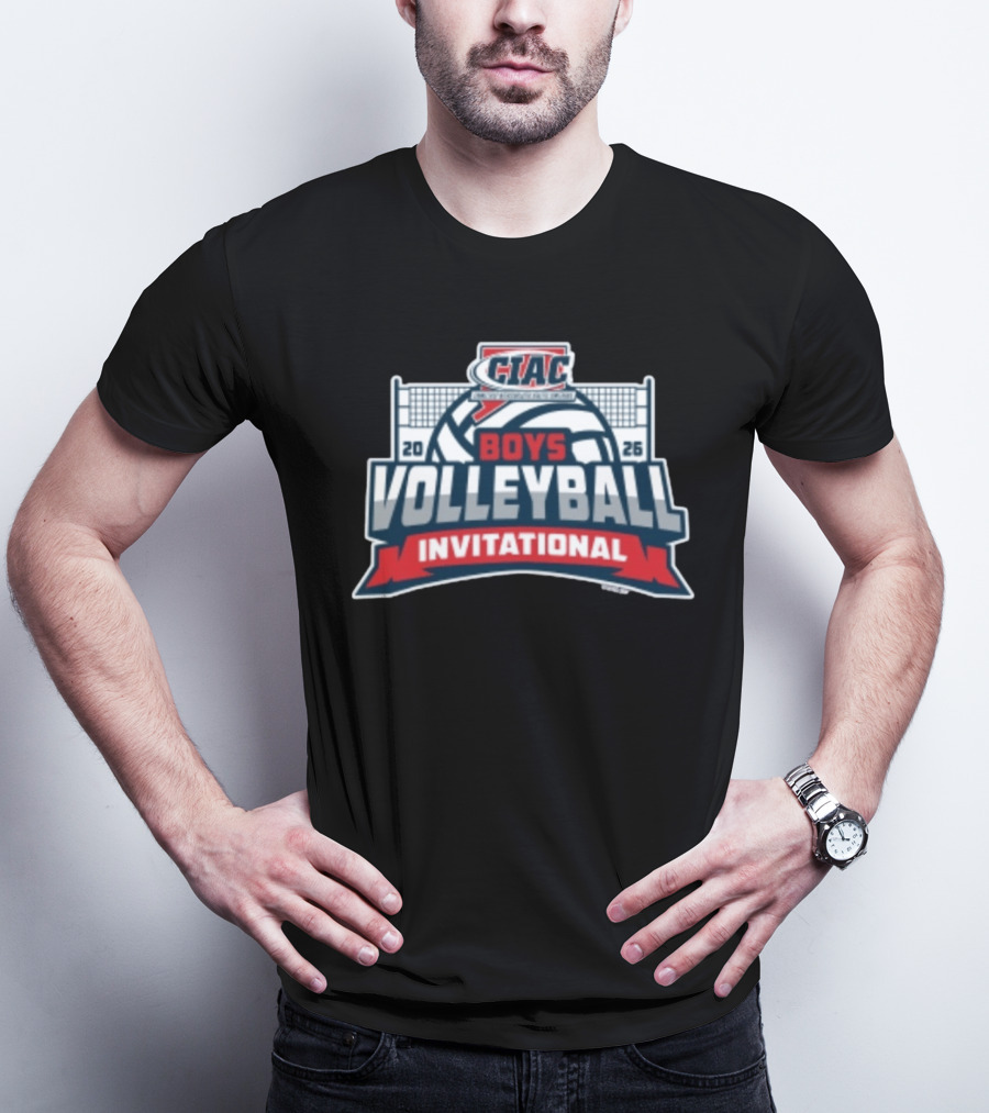CIAC Boys Volleyball Invitational 2026 Event Logo With Net And Ball T-Shirt