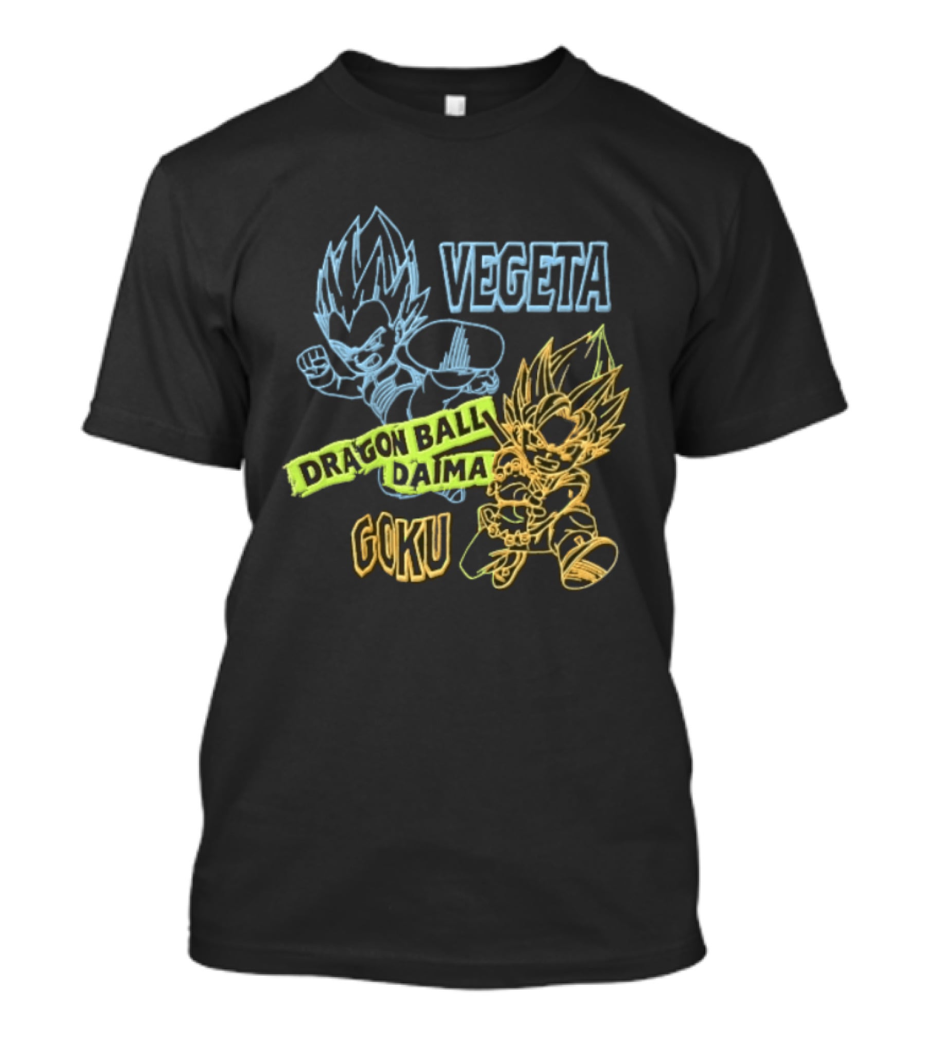 Dragon Ball Daima Vegeta Goku Neon Line Anime Characters Action Poses T-Shirt