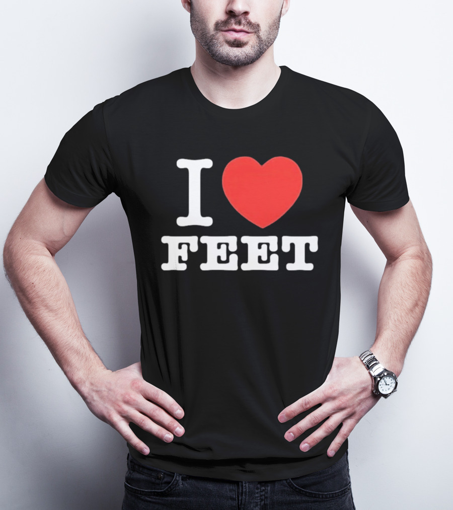 I Love Feet Humor Red Heart Foot Fetish Fun T-Shirt