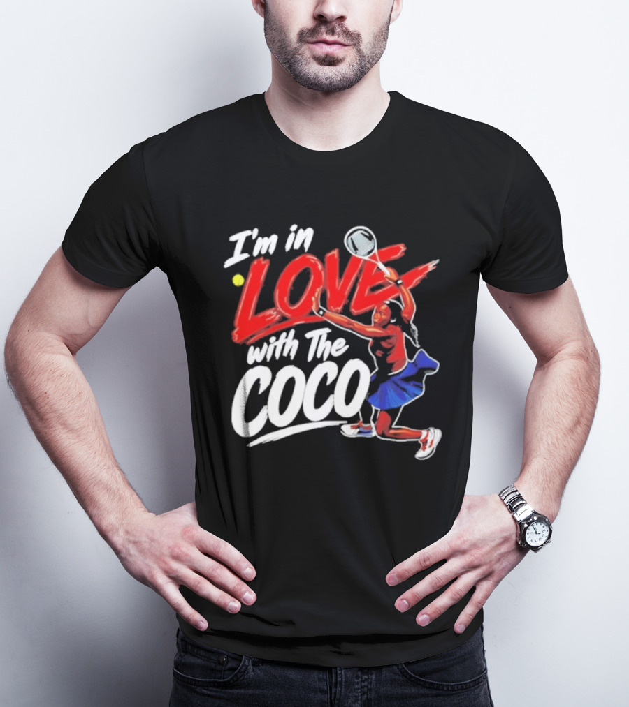 I'm In Love With The Coco Tennis Slam Action Bold Red And White T-Shirt