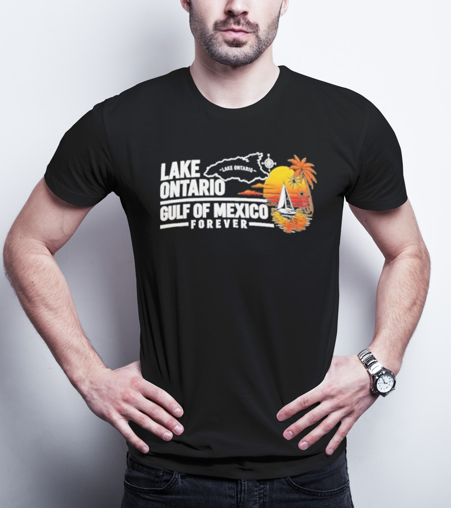 Lake Ontario Gulf Of Mexico Map Sunset Palm 2026 T-Shirt