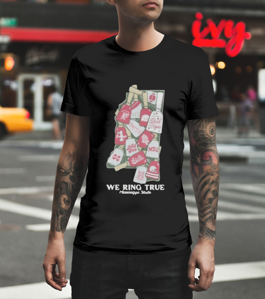 Mississippi State We Ring True Stark Vegas Bulldogs Collage State MSU Football T-Shirt