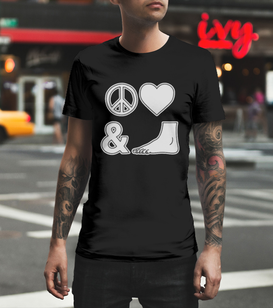 Peace Love & Feet Heart Foot T-Shirt