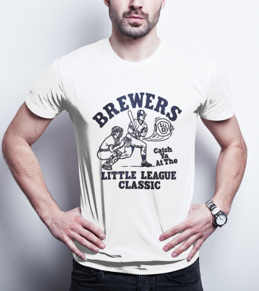 Brewers Catch Ya At The Little League Classic 2026 Batter And Catcher Baseball Scene T-Shirt
