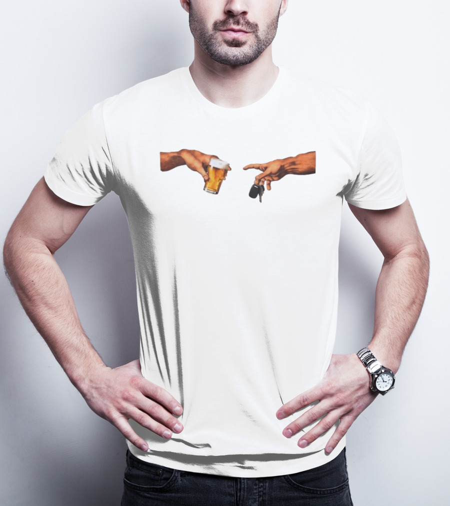Creation Of Adam Beer Handing Over Car Keys T-Shirt