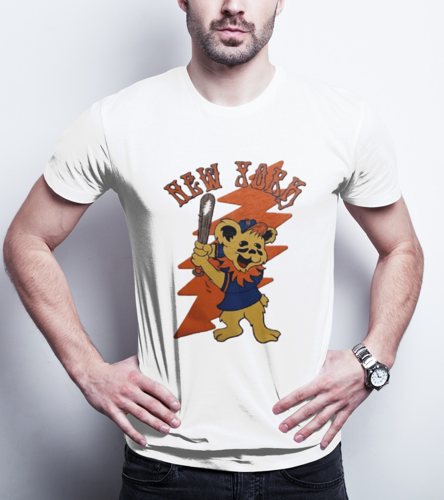 New York Grateful Dead Dancing Bear Batting Baseball Mets MLB T-Shirt