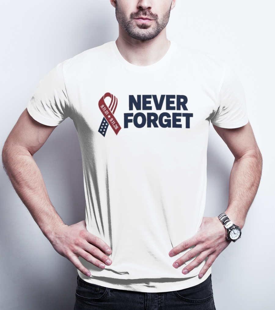 Jim Harbaugh Never Forget 911 Memorial Ribbon T-Shirt