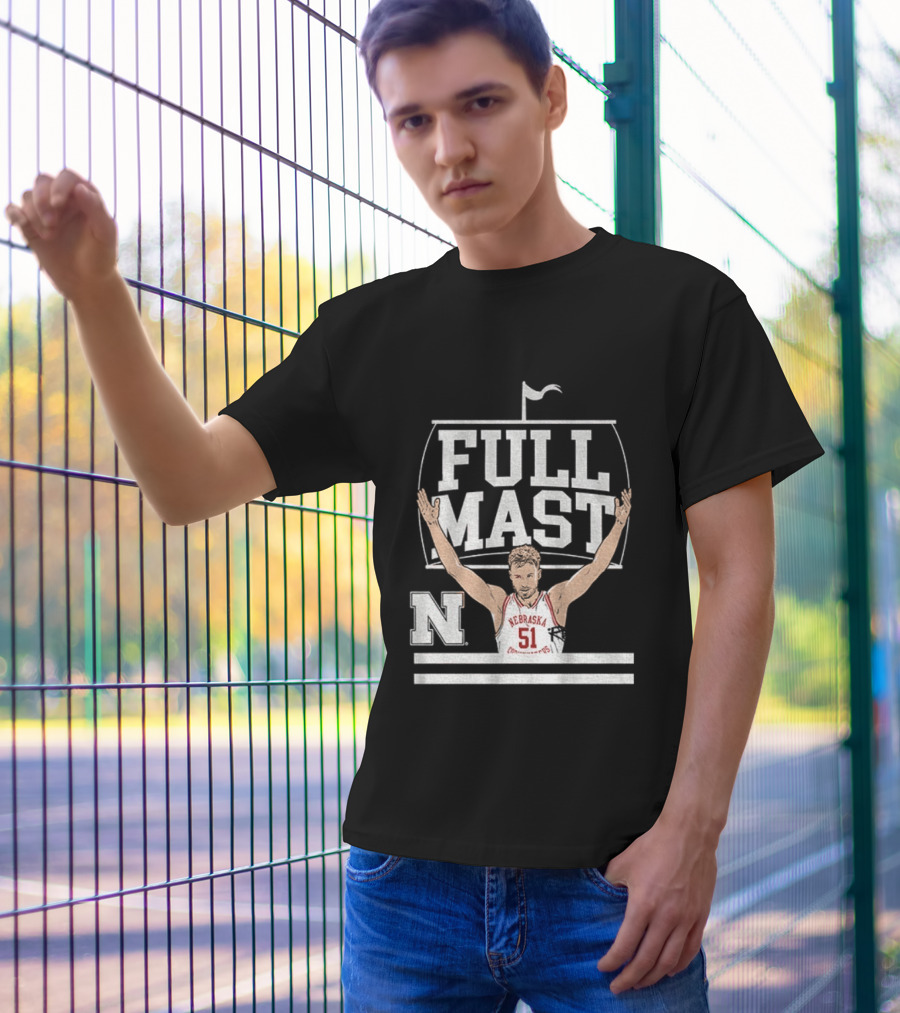 Rienk Mast 51 Full Mast Nebraska Cornhuskers Basketball Cartoon T-Shirt