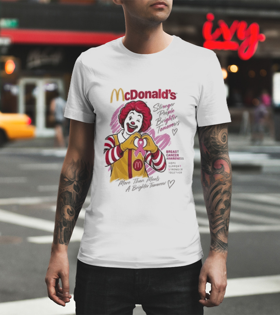 McDonald's Ronald McDonald Breast Cancer Awareness "More Than Meals A Brighter Tomorrow" Pink Ribbon T-Shirt