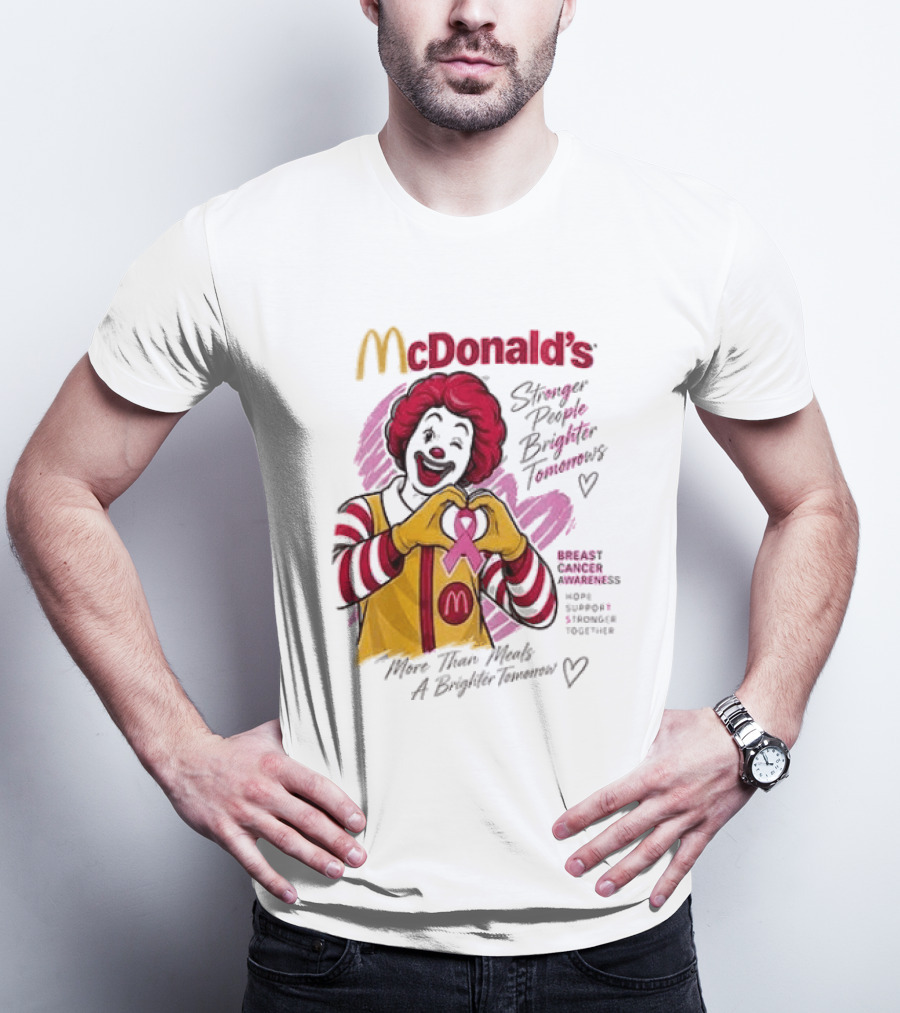 McDonald's Ronald McDonald Breast Cancer Awareness "More Than Meals A Brighter Tomorrow" Pink Ribbon T-Shirt