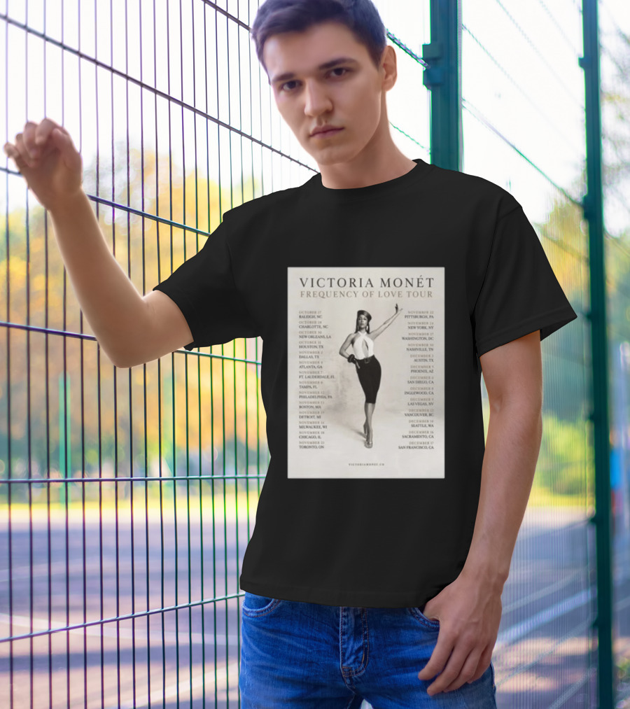 Victoria Monét Frequency Of Love Tour 2026 North America Dates Raleigh Charlotte New Orleans Houston Los Angeles Sacramento T-Shirt