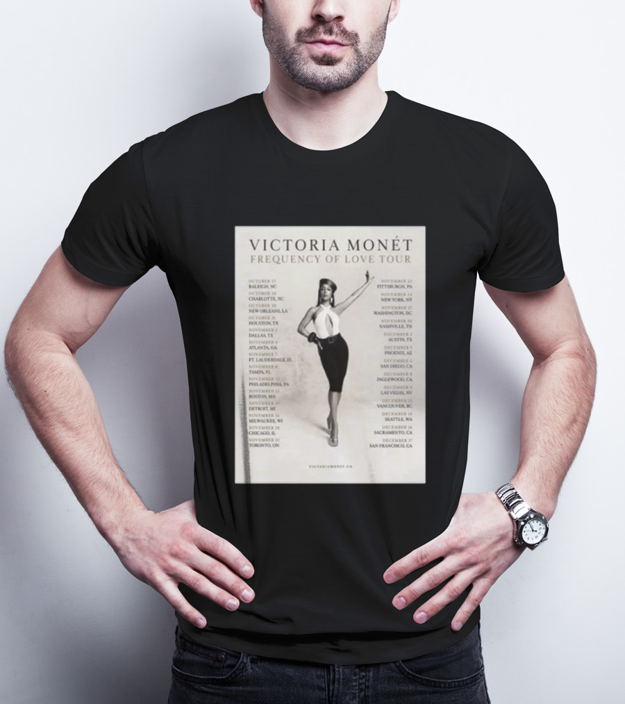 Victoria Monét Frequency Of Love Tour 2026 North America Dates Raleigh Charlotte New Orleans Houston Los Angeles Sacramento T-Shirt