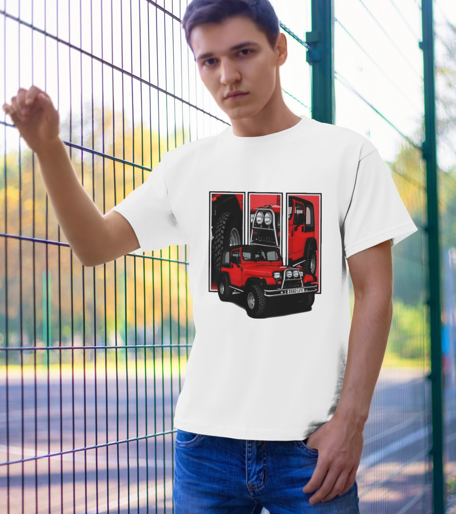 Red Jeep Wrangler 4x4 Off Road Adventure Vehicle Four Wheel Drive T-Shirt