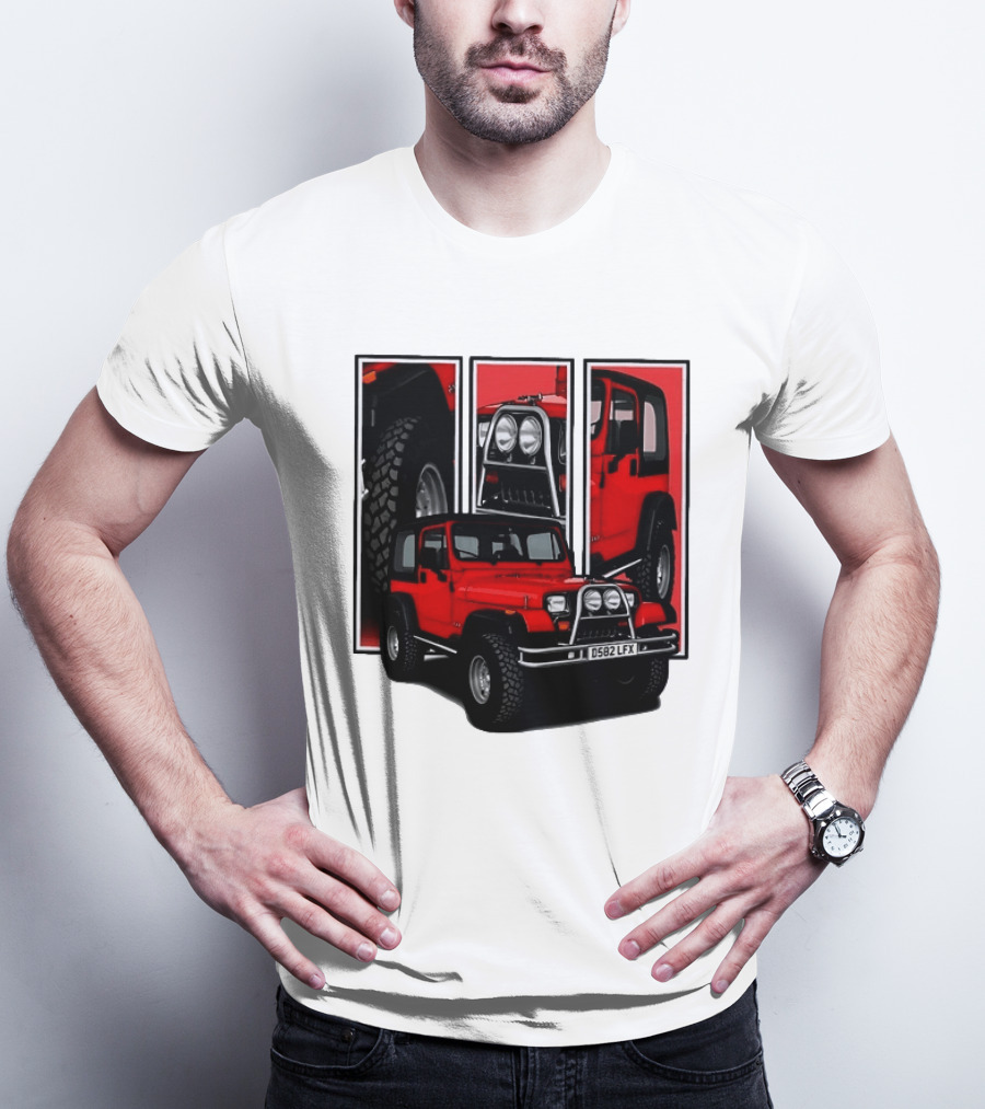 Red Jeep Wrangler 4x4 Off Road Adventure Vehicle Four Wheel Drive T-Shirt