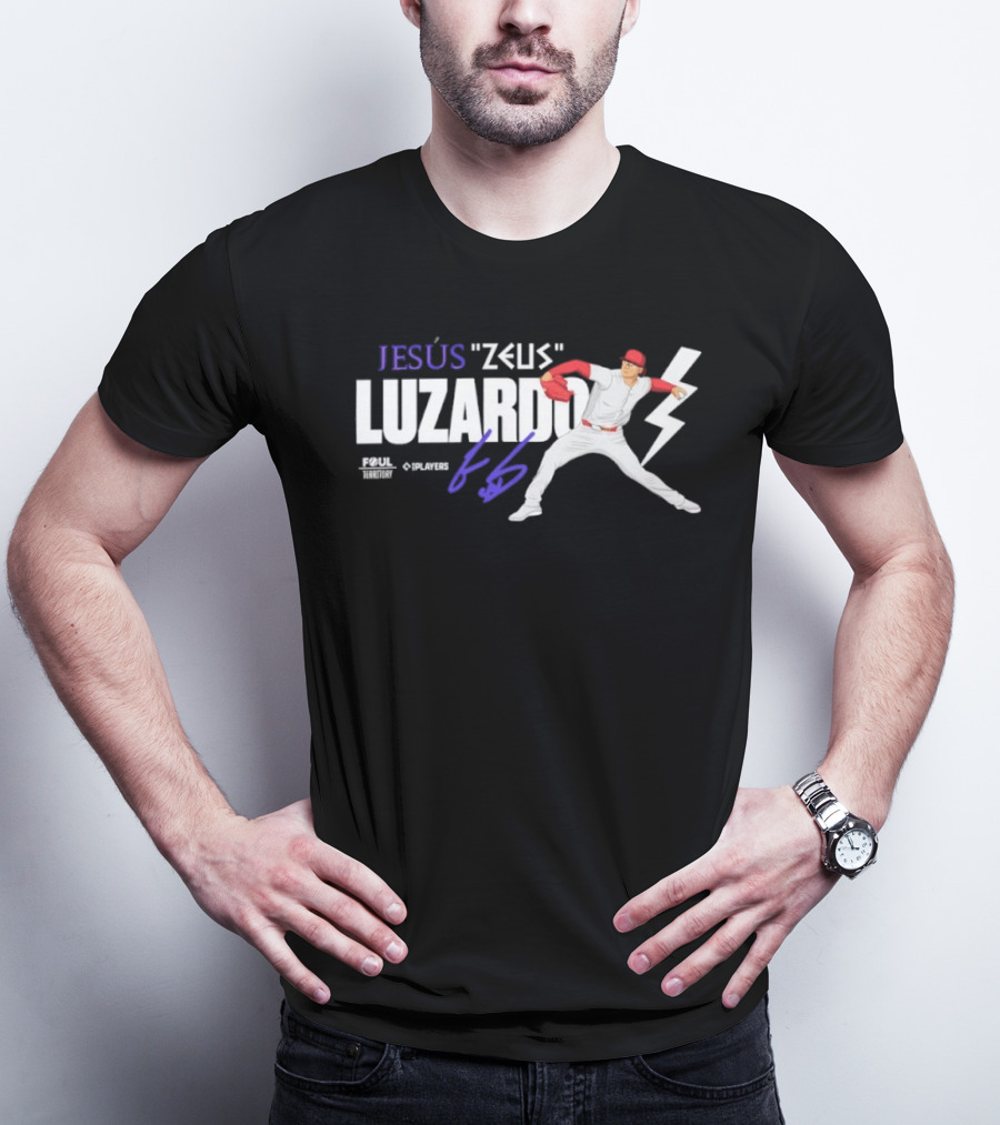 Jesús Zeus Luzardo Pitching Foul Territory 44 Lightning Bolt T-Shirt