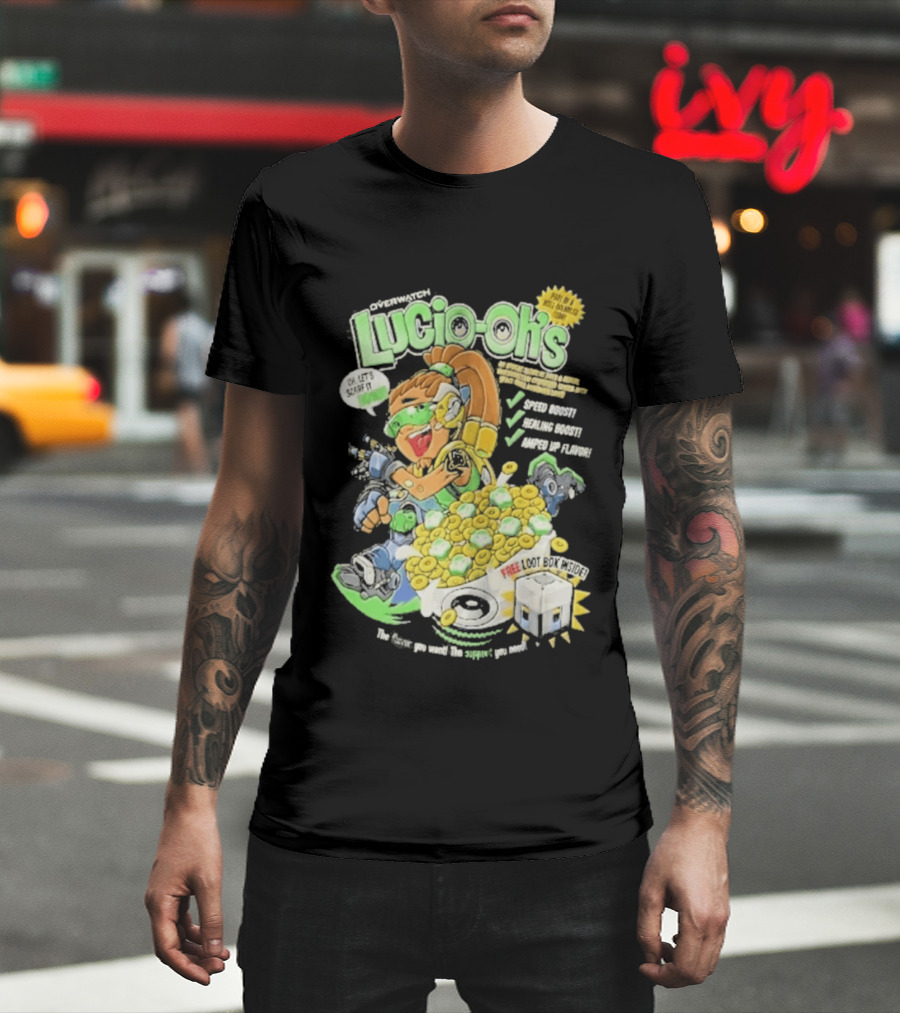 Lucio Oh's Cereal Sound Boost Sonic Waves Packed With Flavor T-Shirt