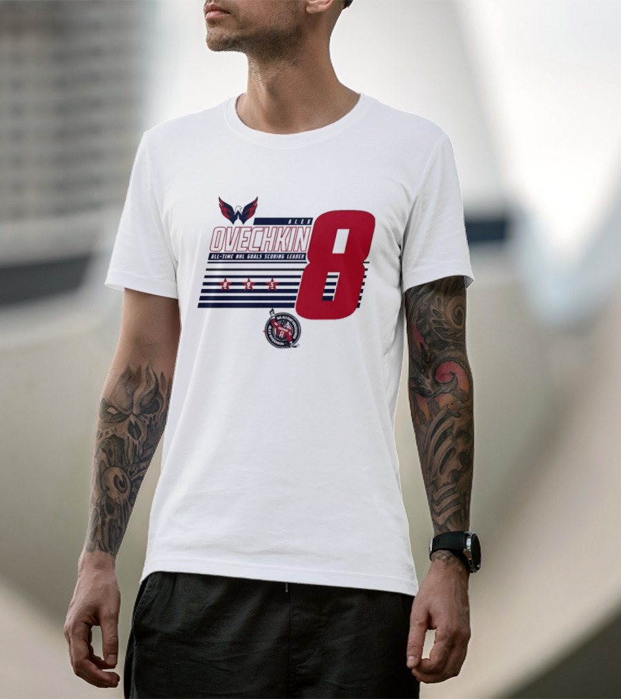 Alex Ovechkin 8 NHL All Time Goals Leader Washington Capitals Stars And Stripes T-Shirt