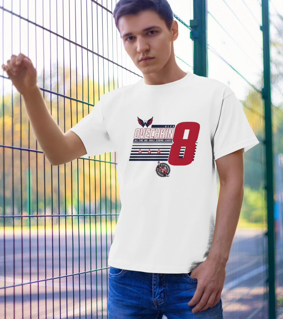 Alex Ovechkin 8 NHL All Time Goals Leader Washington Capitals Stars And Stripes T-Shirt