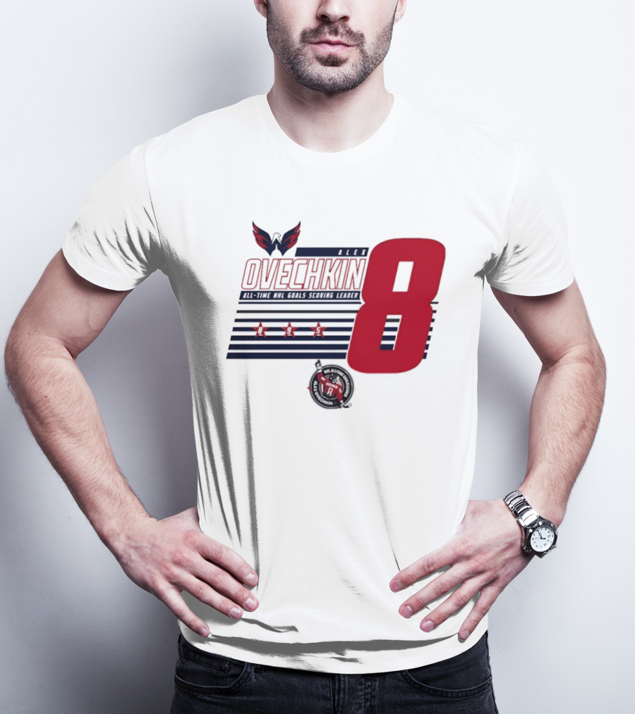 Alex Ovechkin 8 NHL All Time Goals Leader Washington Capitals Stars And Stripes T-Shirt