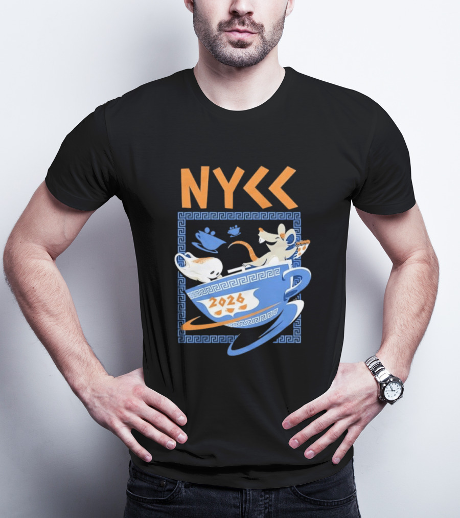 NYCC 2026 Pizza Rat Cup Greek Pattern Tea Event T-Shirt