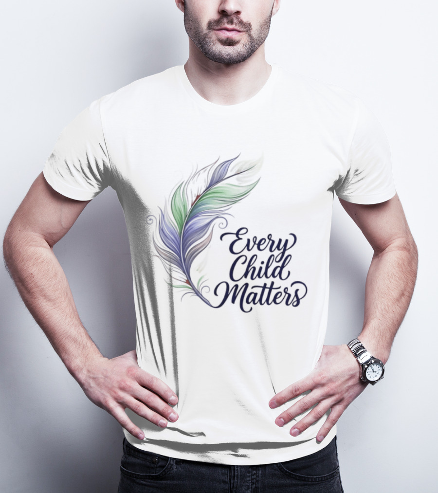 Every Child Matters Colorful Feather Orange Day Awareness T-Shirt