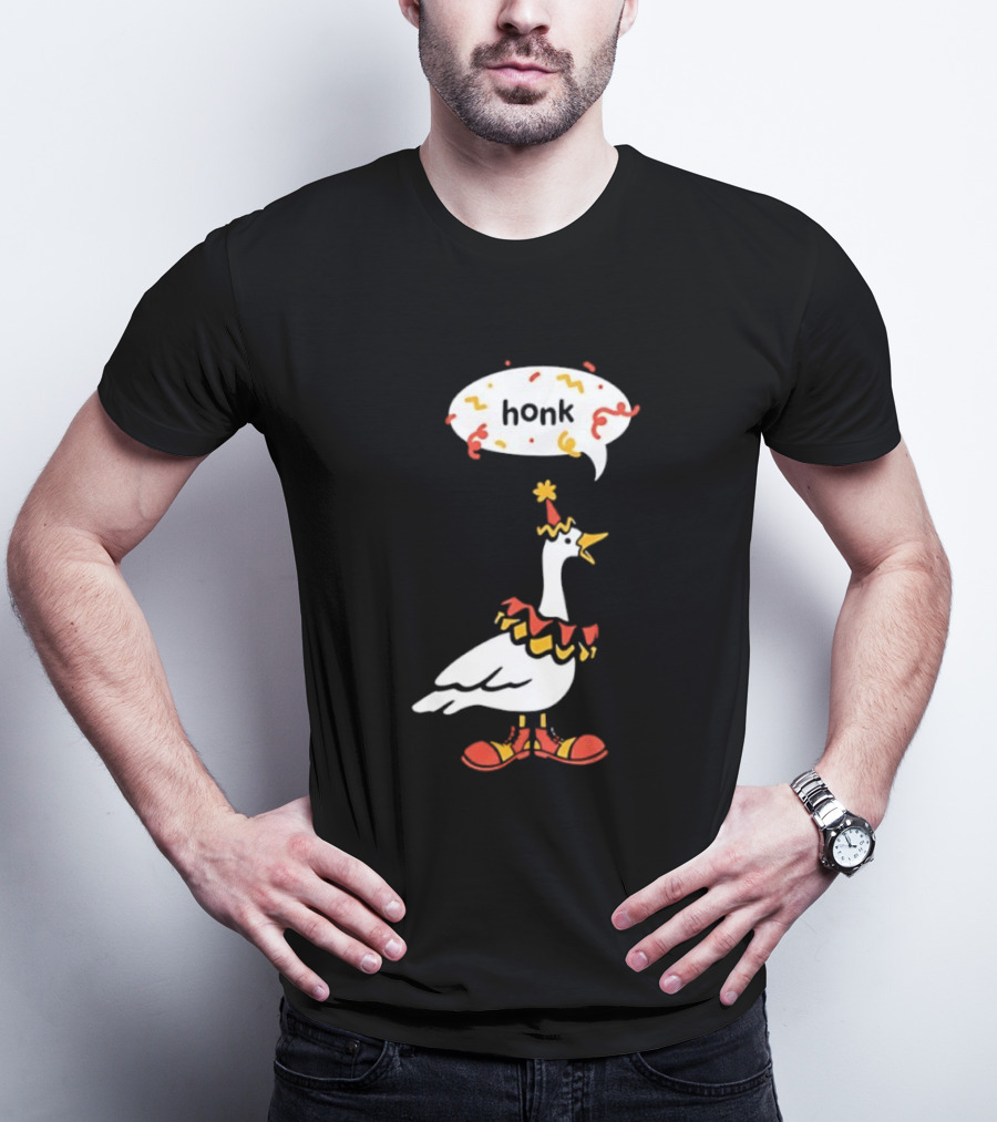 Honk Clown Goose Circus Costume With Confetti Speech Bubble T-Shirt