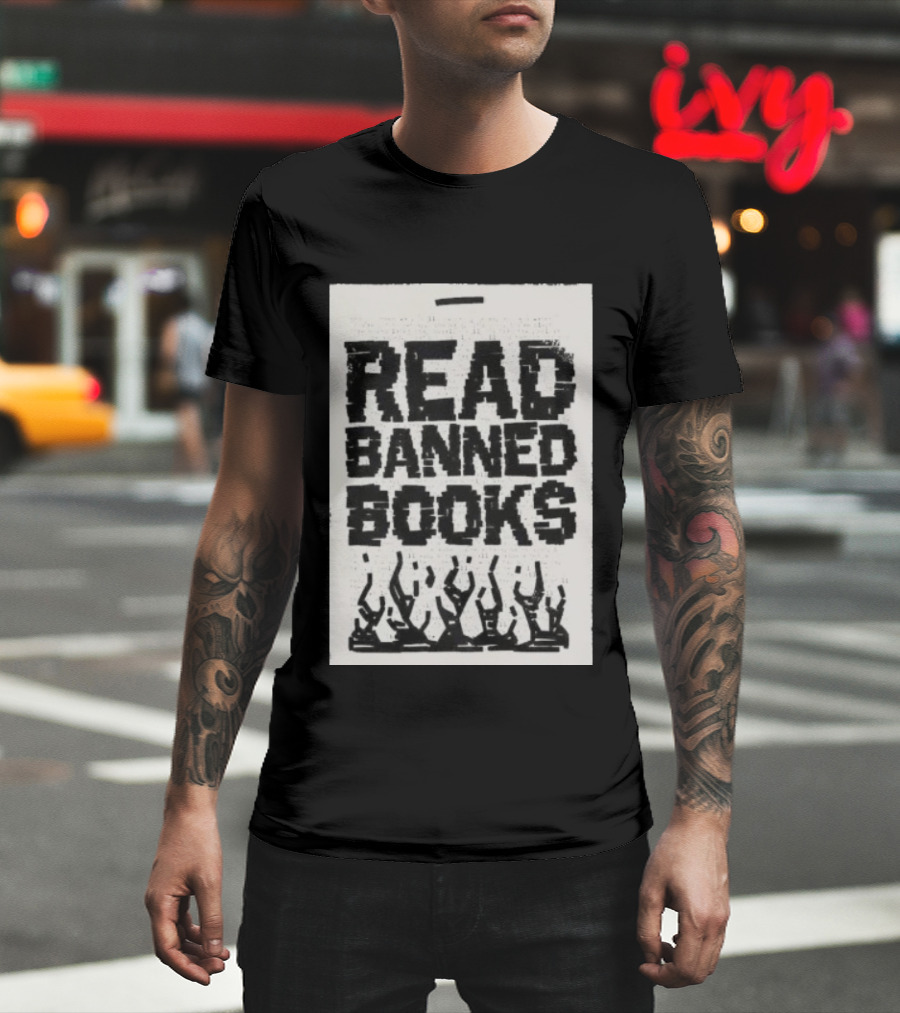 Read Banned Books Advocacy With Rising Flames T-Shirt