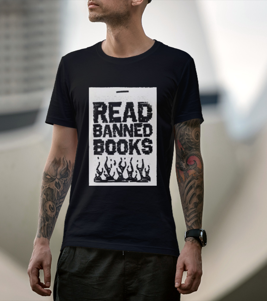 Read Banned Books Advocacy With Rising Flames T-Shirt