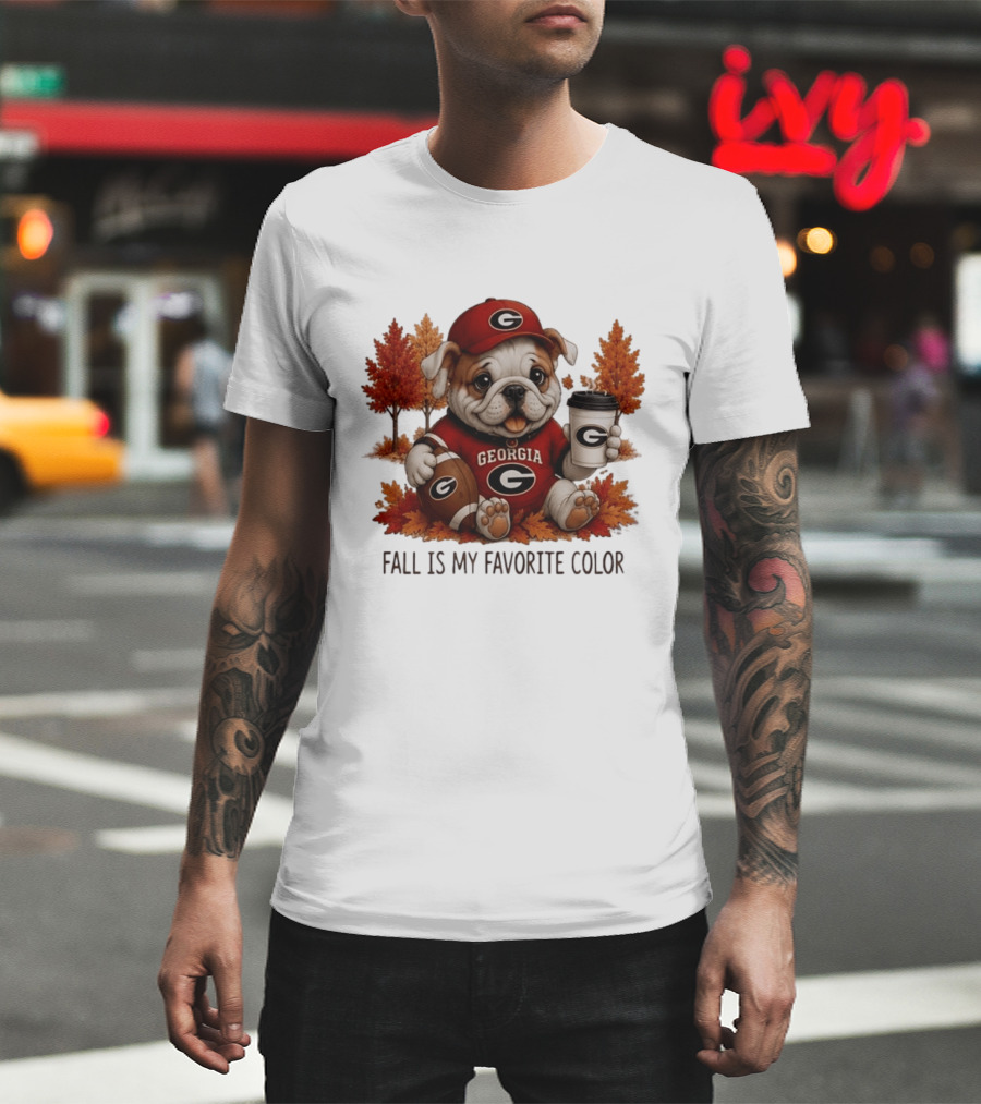 Georgia Bulldogs Fall Is My Favorite Color Football Bulldog Autumn T-Shirt