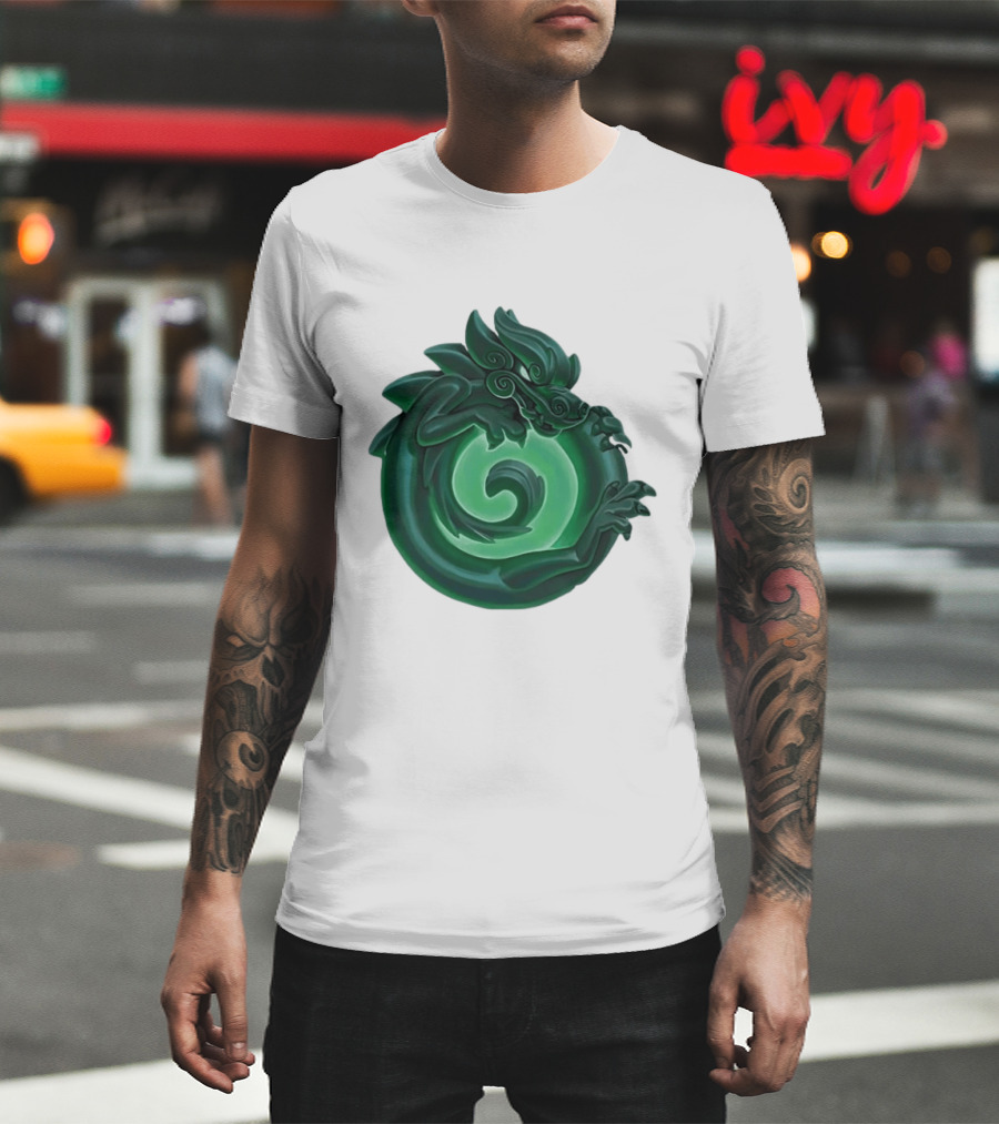 Green Jade Dragon Ouroboros Mythology Symbolic T-Shirt