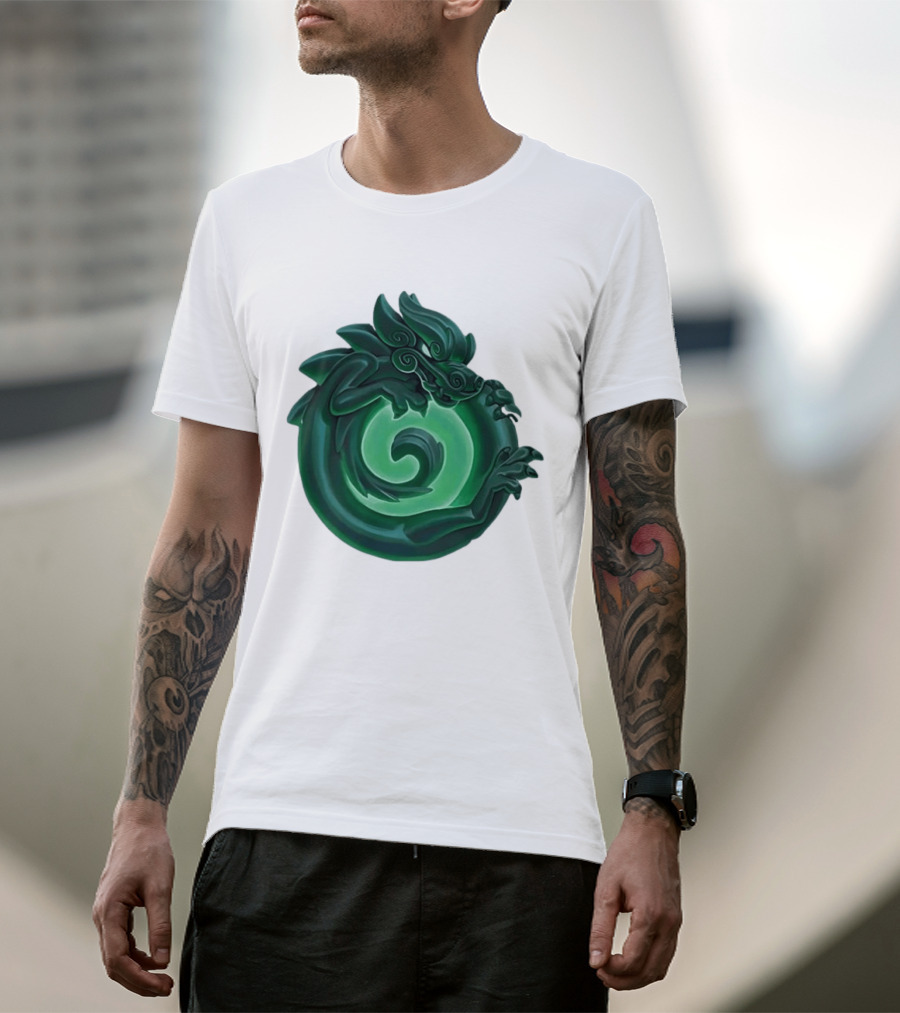 Green Jade Dragon Ouroboros Mythology Symbolic T-Shirt