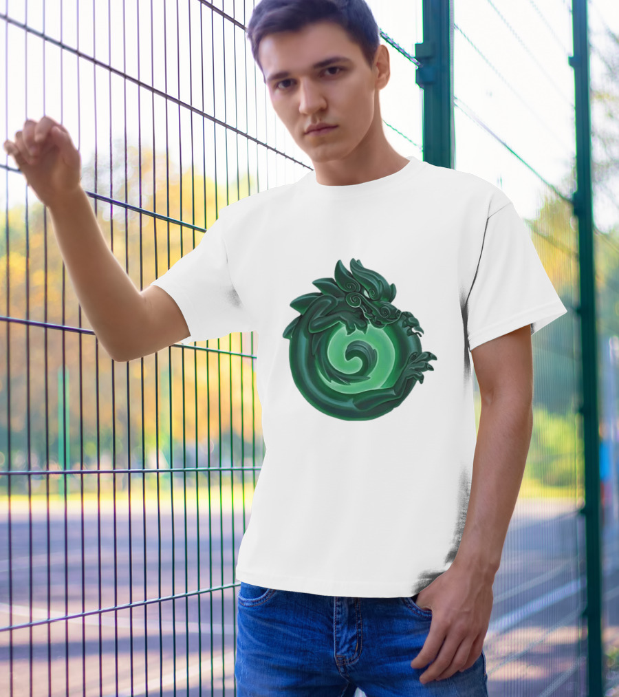 Green Jade Dragon Ouroboros Mythology Symbolic T-Shirt
