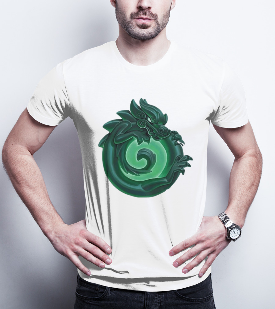 Green Jade Dragon Ouroboros Mythology Symbolic T-Shirt