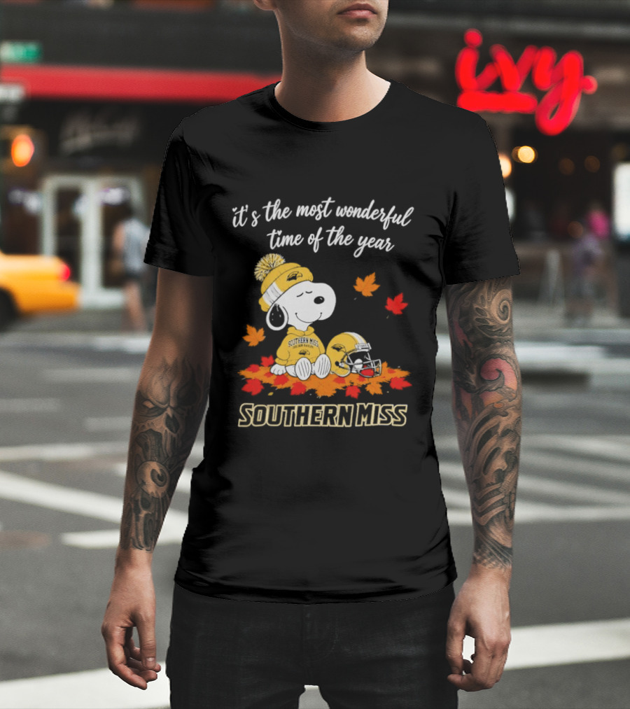 Snoopy It's The Most Wonderful Time Of The Year Southern Miss Golden Eagles Peanuts Fall Football T-Shirt