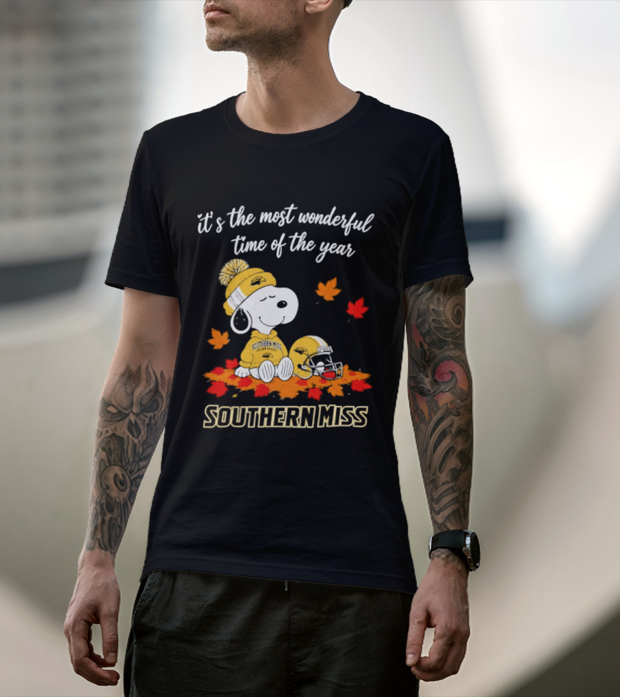 Snoopy It's The Most Wonderful Time Of The Year Southern Miss Golden Eagles Peanuts Fall Football T-Shirt